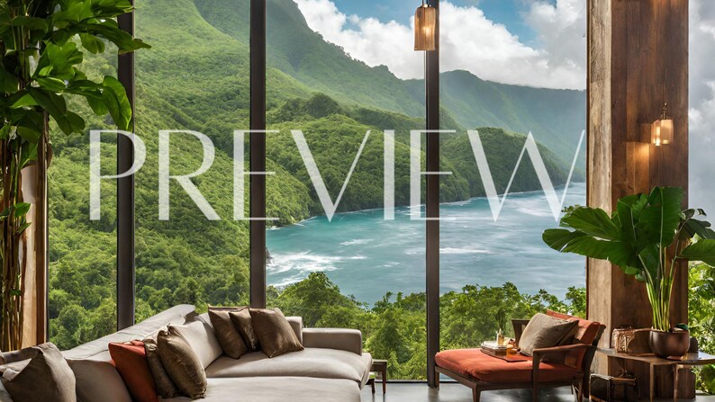 Cozy Tropical Paradise Ocean View Set of 5 Virtual Backgrounds /office ...