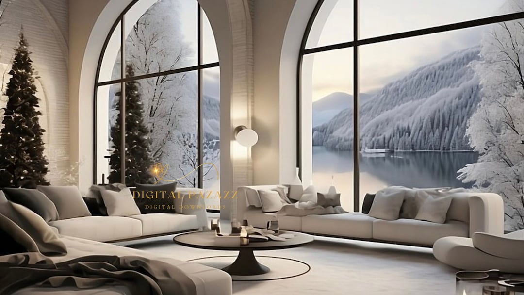 Winter Virtual Backgrounds Christmas Snow Trees/ Office Meeting ...