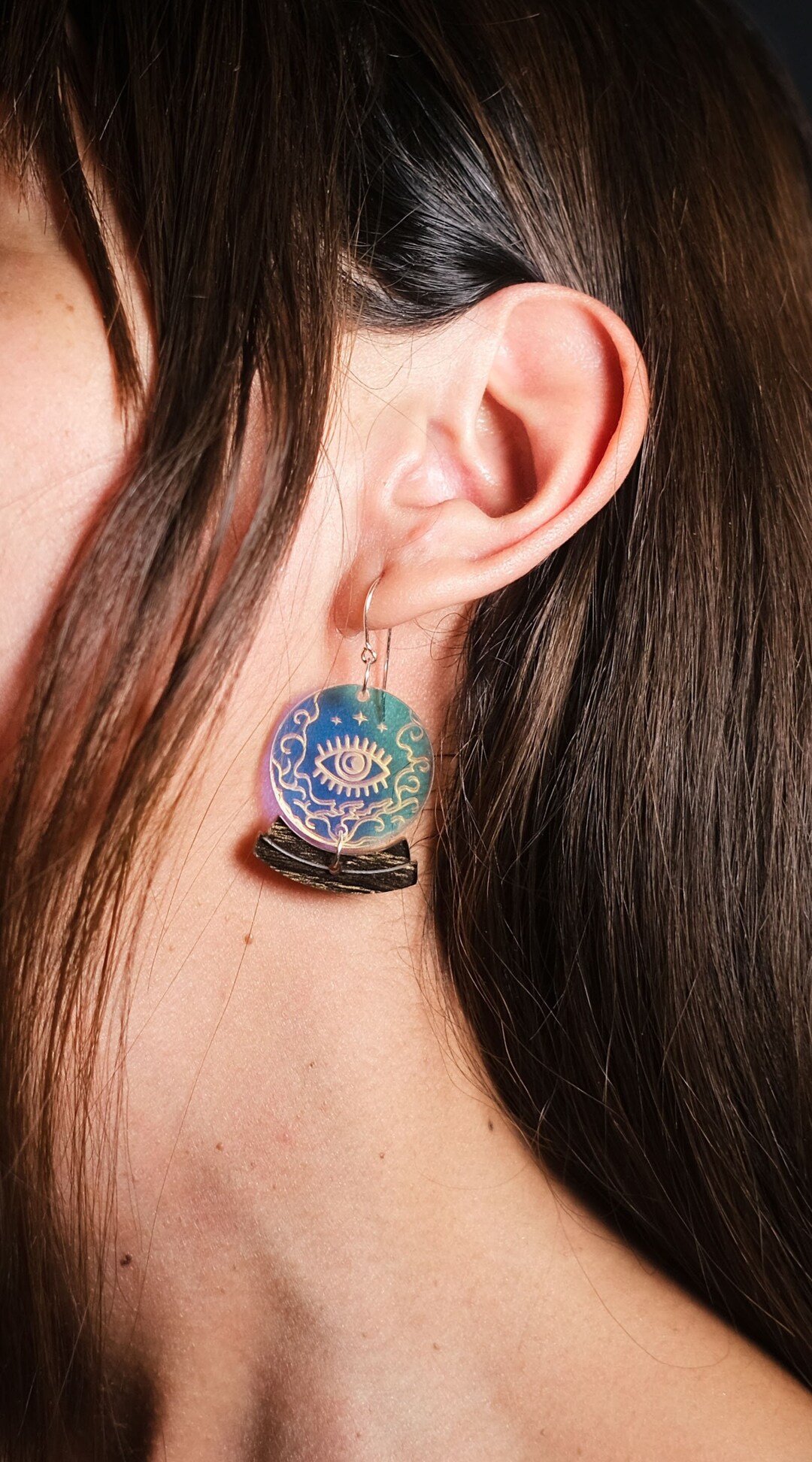 All Seeing Eye Earring, Crystal Ball Sterling Silver Earring, Mystic ...