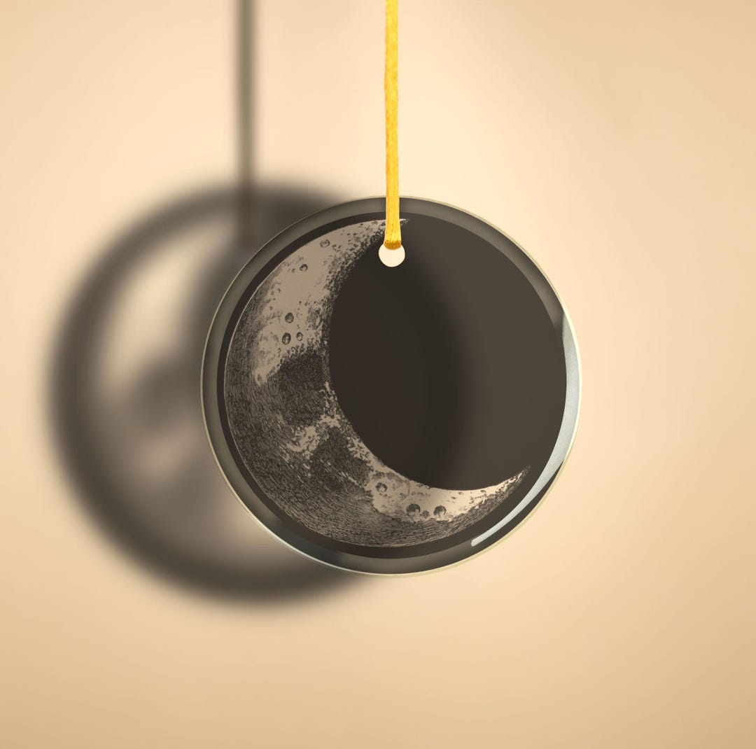 Crescent Moon Glass Ornament, Living Room Moon Decor, Celestial Moon ...