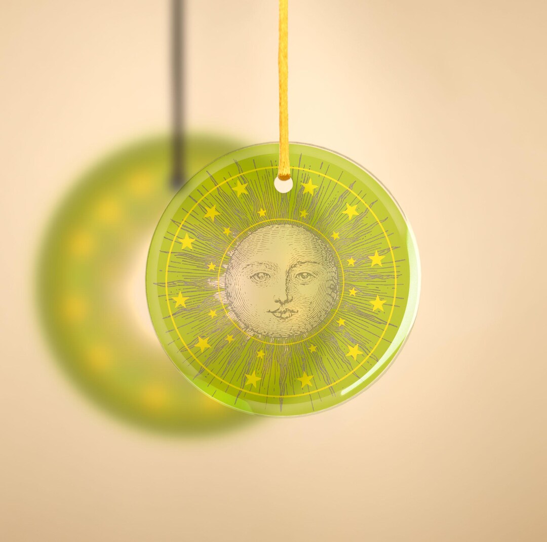 Transparent Sun Face Glass Ornament, Cosmic Sun Moon Face, Whimsigothic ...