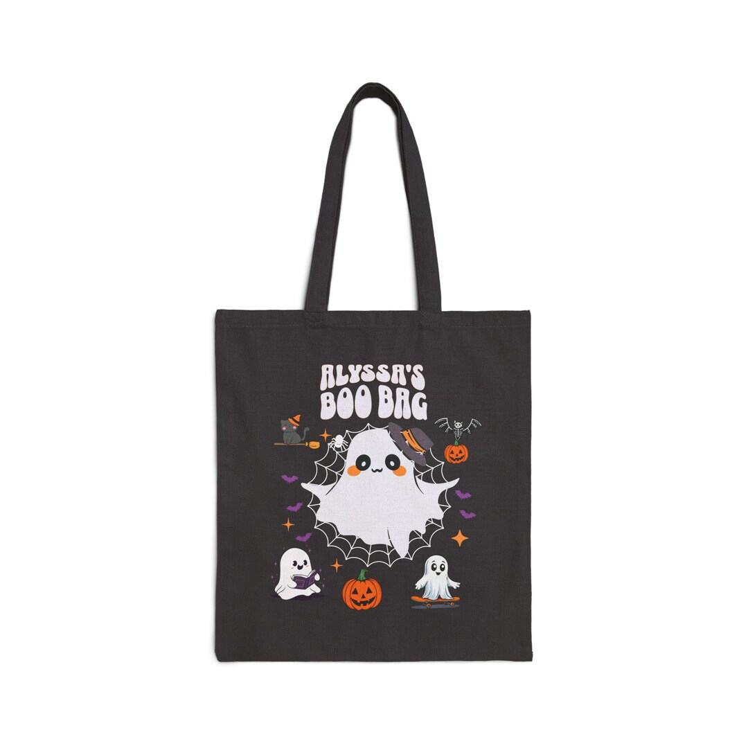 Personalized Trick-or-treat Boo Bag, Ghosts and Pumpkins Halloween Tote ...
