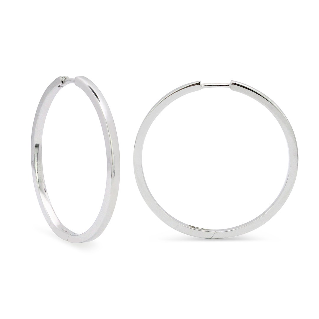 SHARP Hinged Perfectly Round Square Tube Hoops, Pure Sterling Silver ...