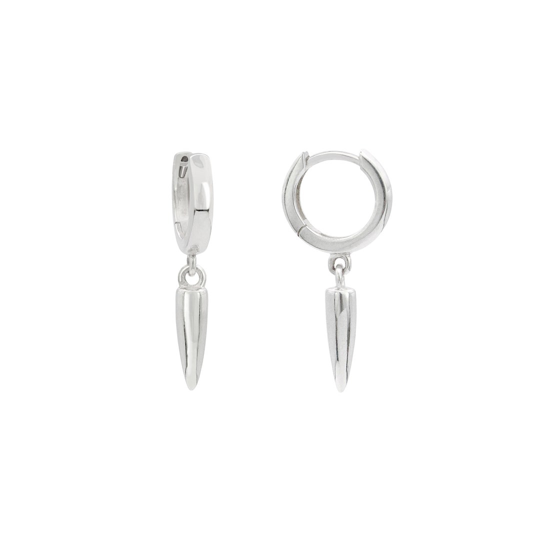SHARP Pure Sterling Silver 925 Hoop Earrings With Spike Dangles, MADE ...
