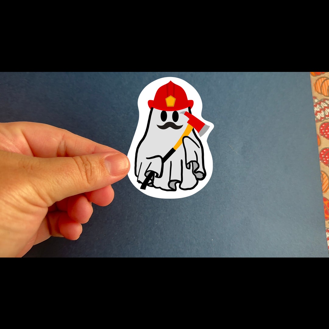 Firefighter Ghost Sticker | Ghost Sticker | Axe Sticker - Etsy
