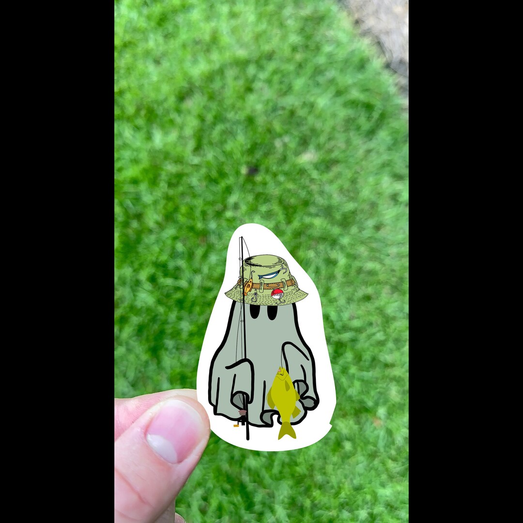 Fishing Ghost Sticker | Ghost Sticker | Fun Ghost Sticker | Fisherman ...