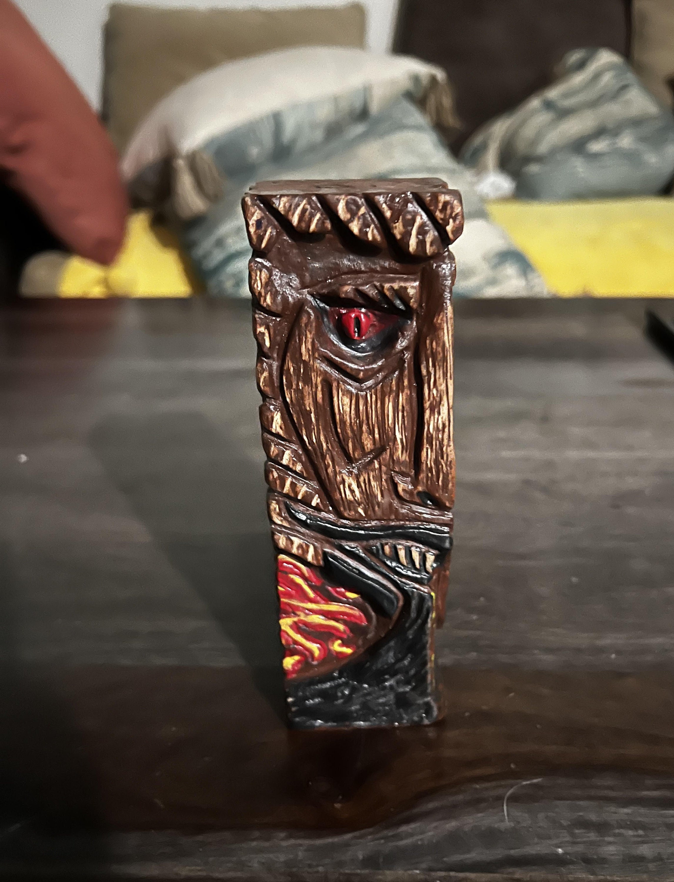 4 Sided Wooden Totem Featuring Medusa, Satan, a Mage and a Fairy - Etsy