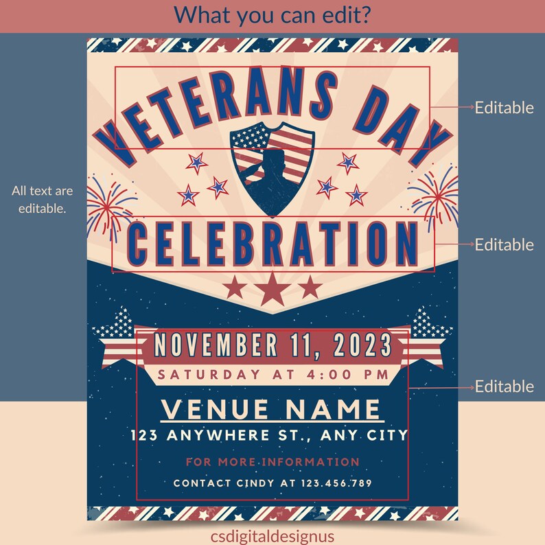 Veterans Day Celebration Flyer Invitation Template, Veteran's Day Flyer ...