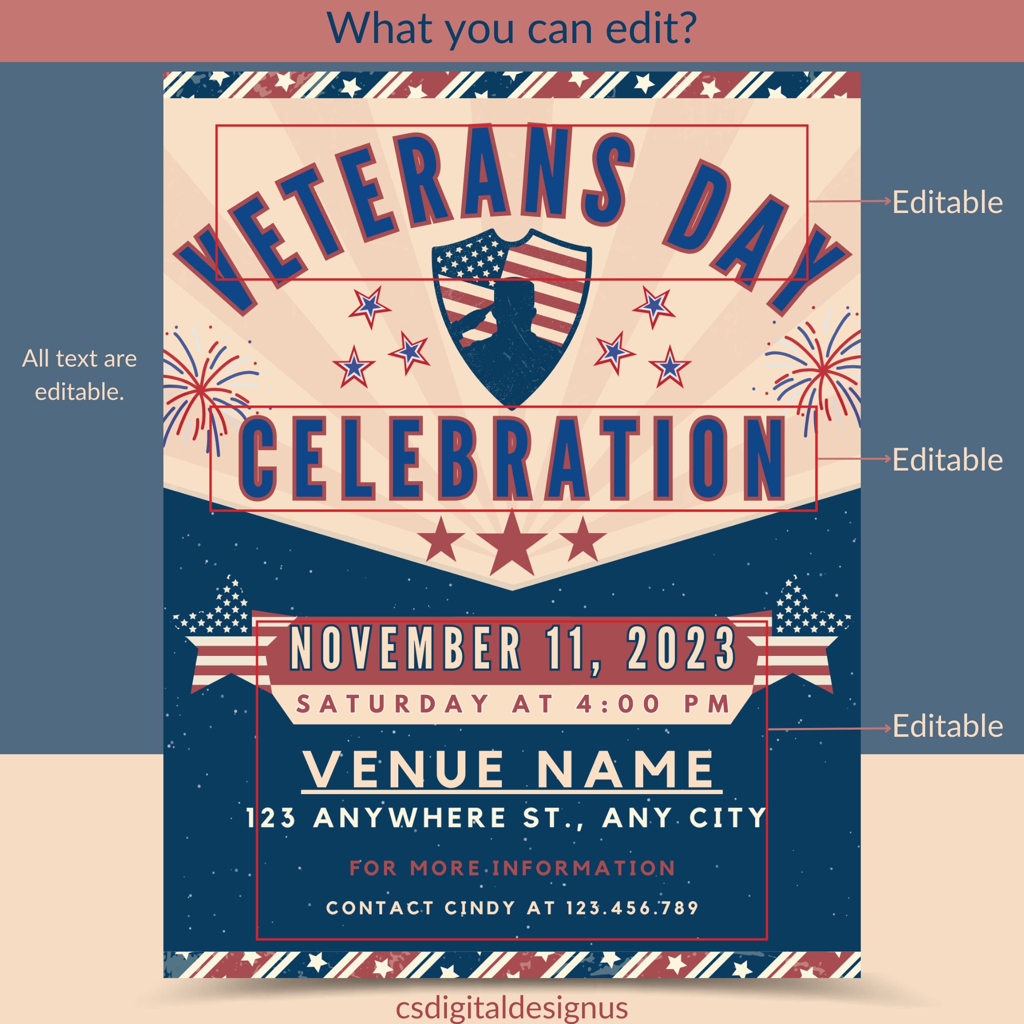 Veterans Day Celebration Flyer Invitation Template, Veteran's Day Flyer ...