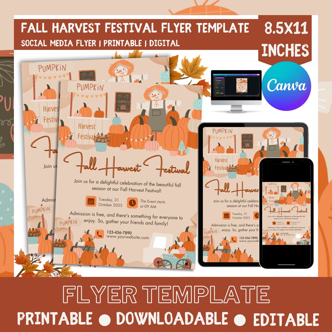 Fall Harvest Festival Flyer Template, Fall Harvest Template, Harvest ...
