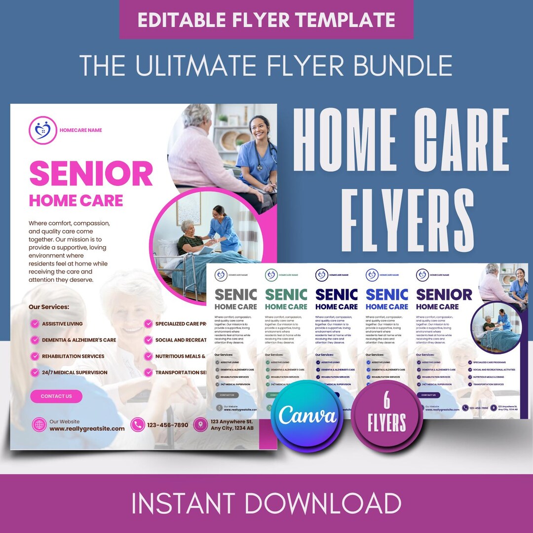 Home Care Services Flyer Editable Home Care Flyer Customizable Senior ...