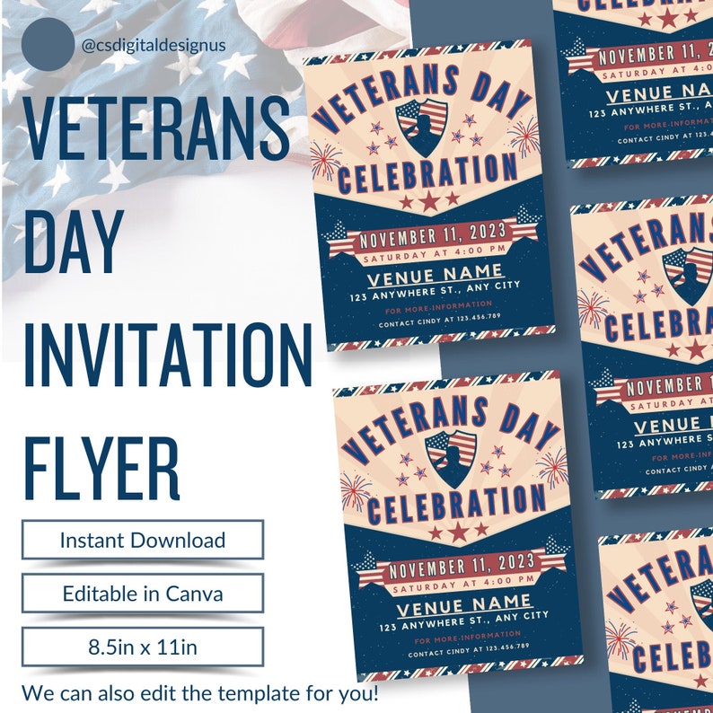 Veterans Day Celebration Flyer Invitation Template, Veteran's Day Flyer ...