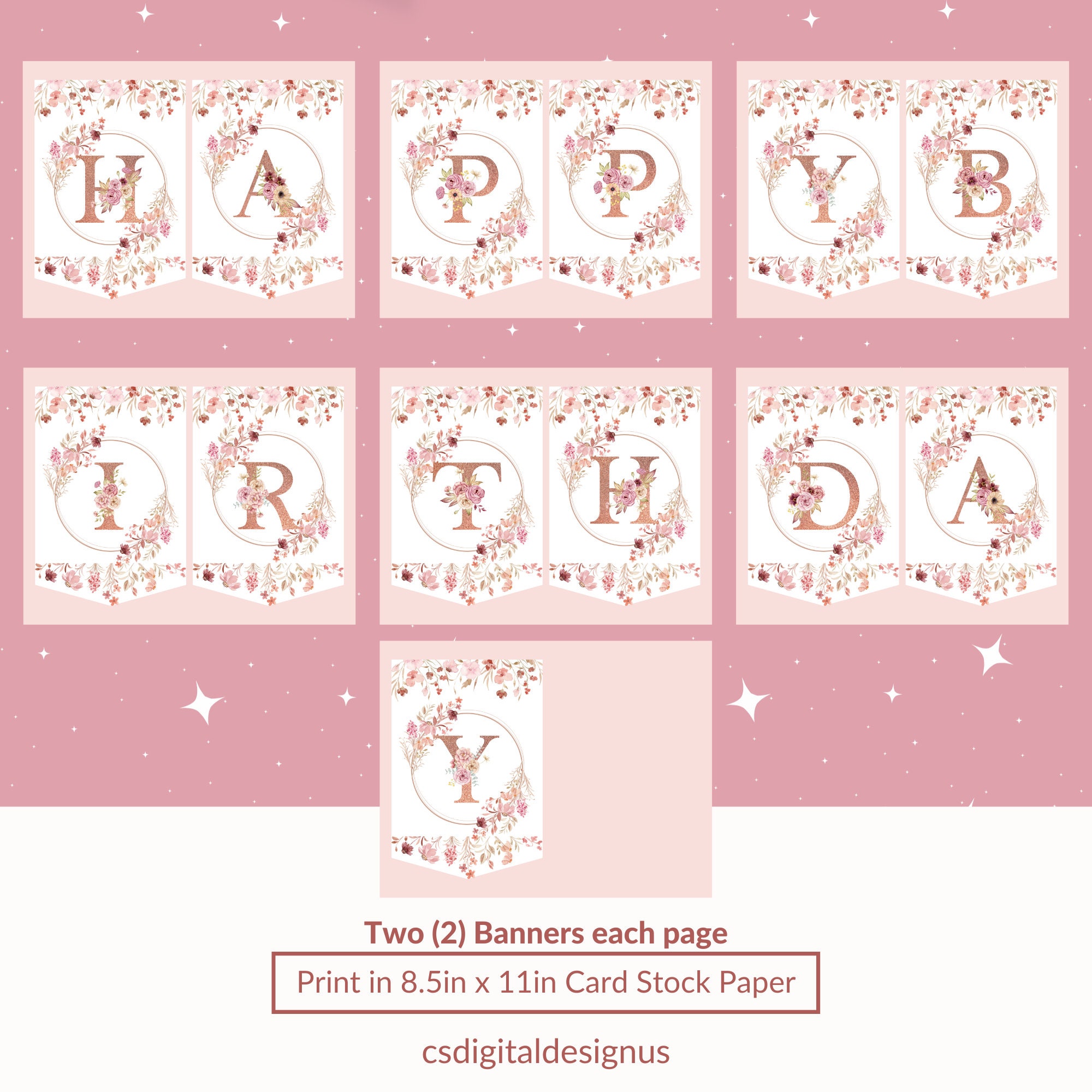 Printable Happy Birthday Wall Banner Instant Download Party Decoration ...