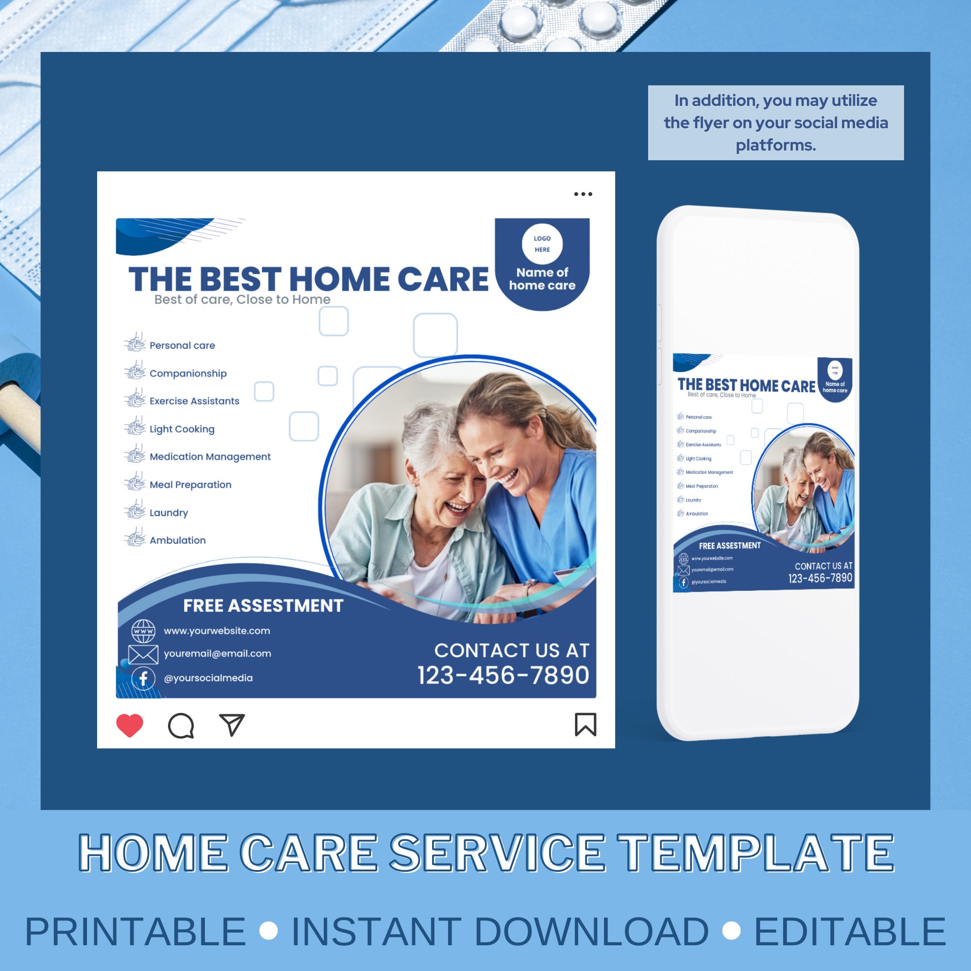Home Care Service Flyer, Home Health Care Service Flyer Template, Home ...