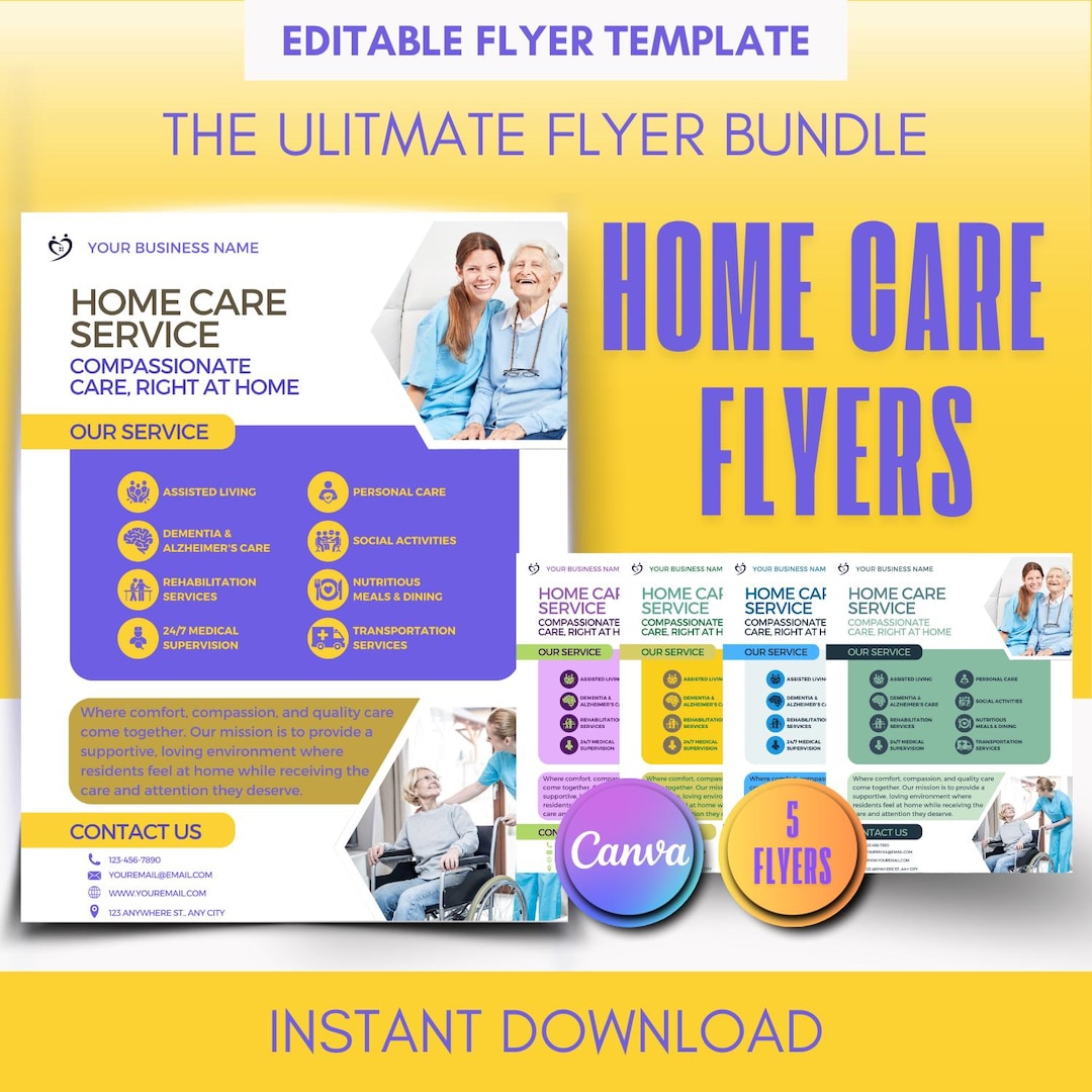 Home Care Services Flyer Editable Home Care Flyer Customizable Senior ...