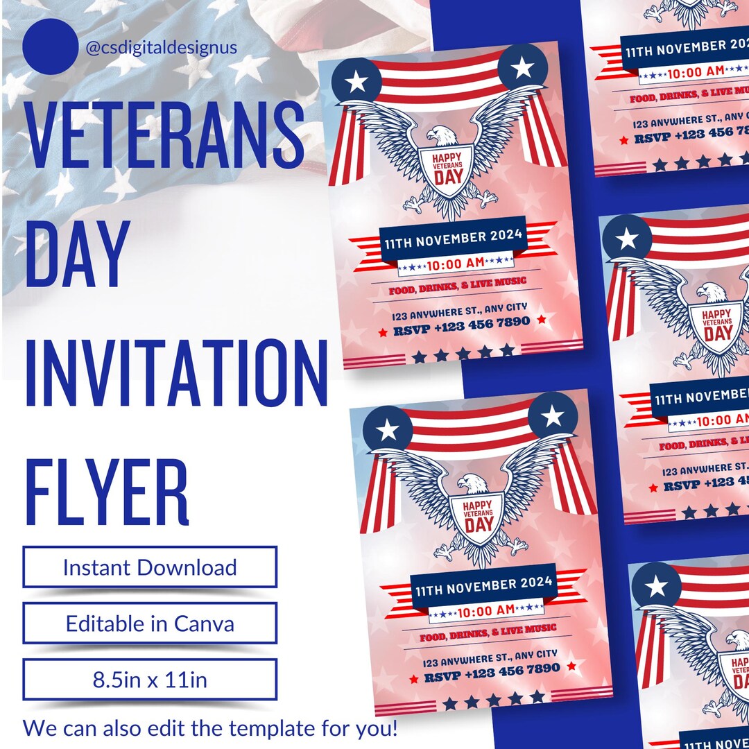 Veterans Day Celebration Flyer Invitation Template, Veteran's Day Flyer ...