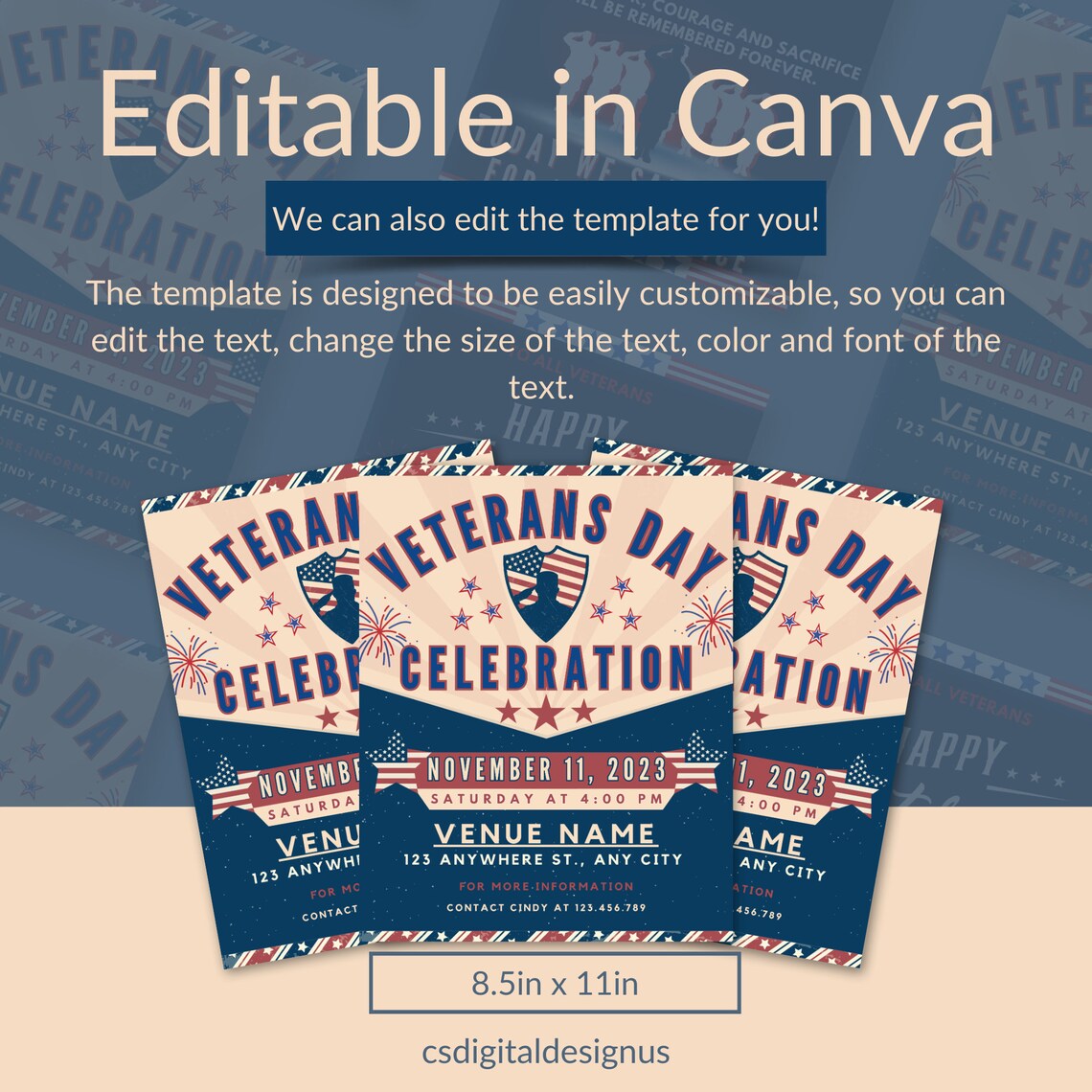 Veterans Day Celebration Flyer Invitation Template, Veteran's Day Flyer ...