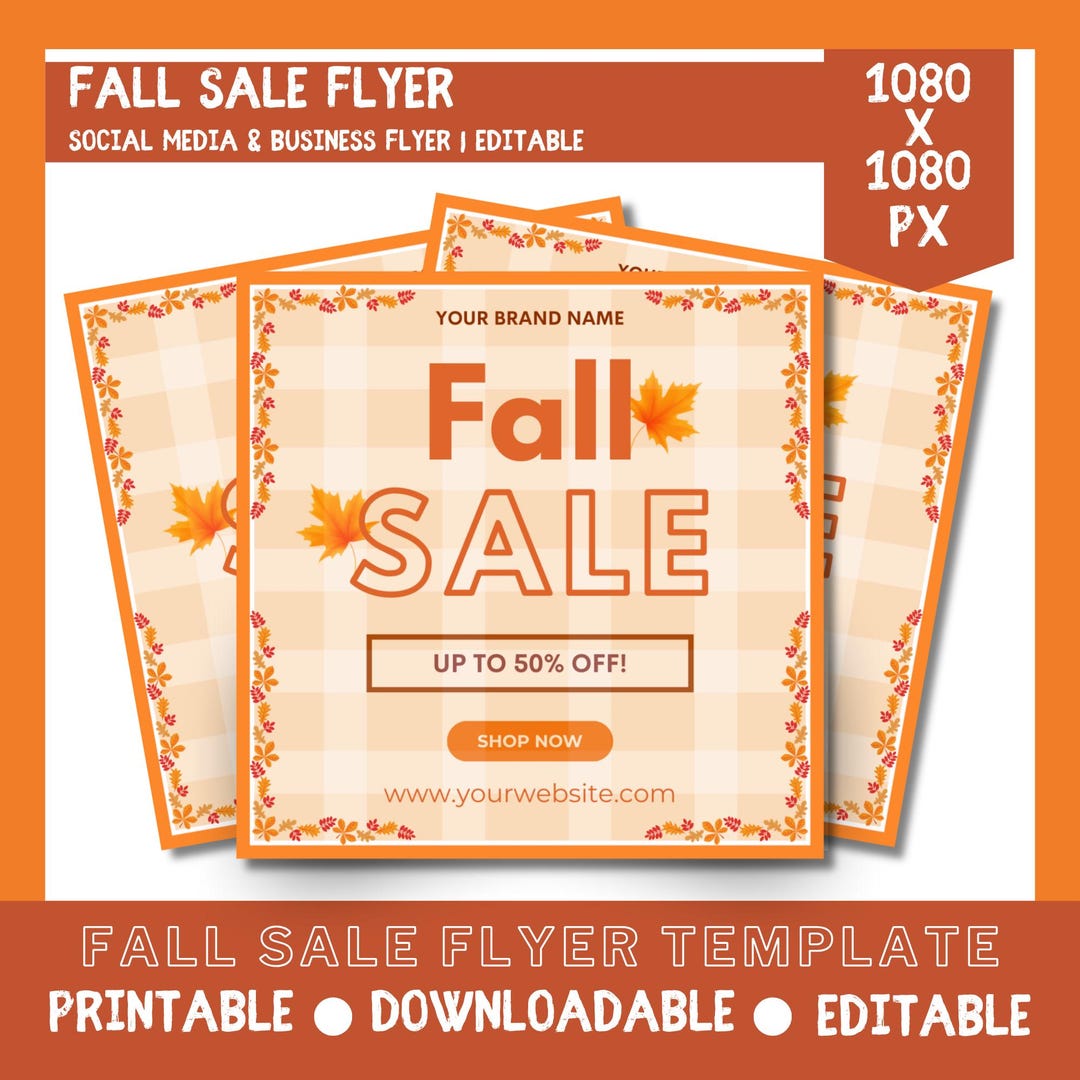 Editable Fall Season Flyer Template, Fall Sale Flyer, Hello Fall Flyer ...