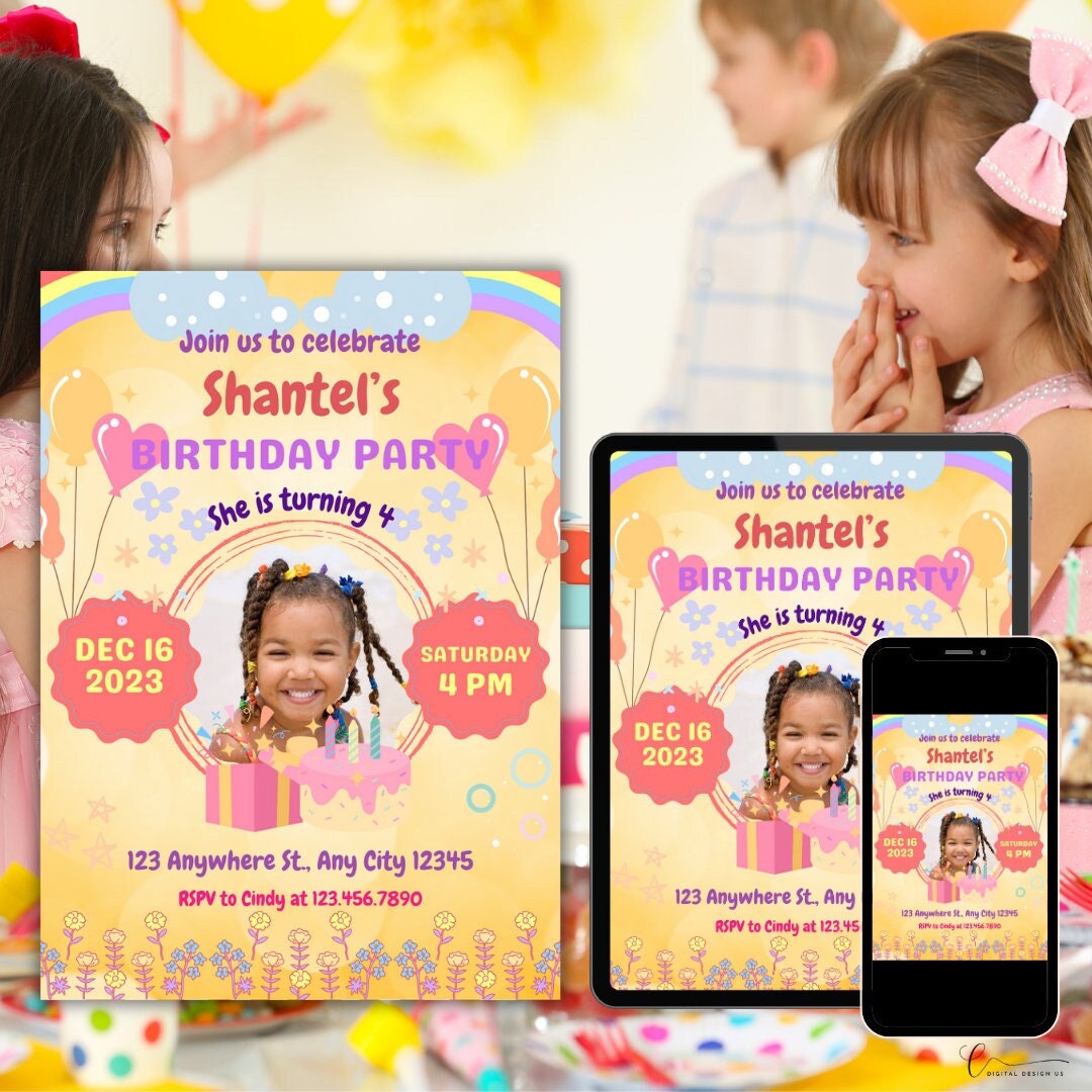 Flower Birthday Invitation Template Birthday Invitation - Etsy