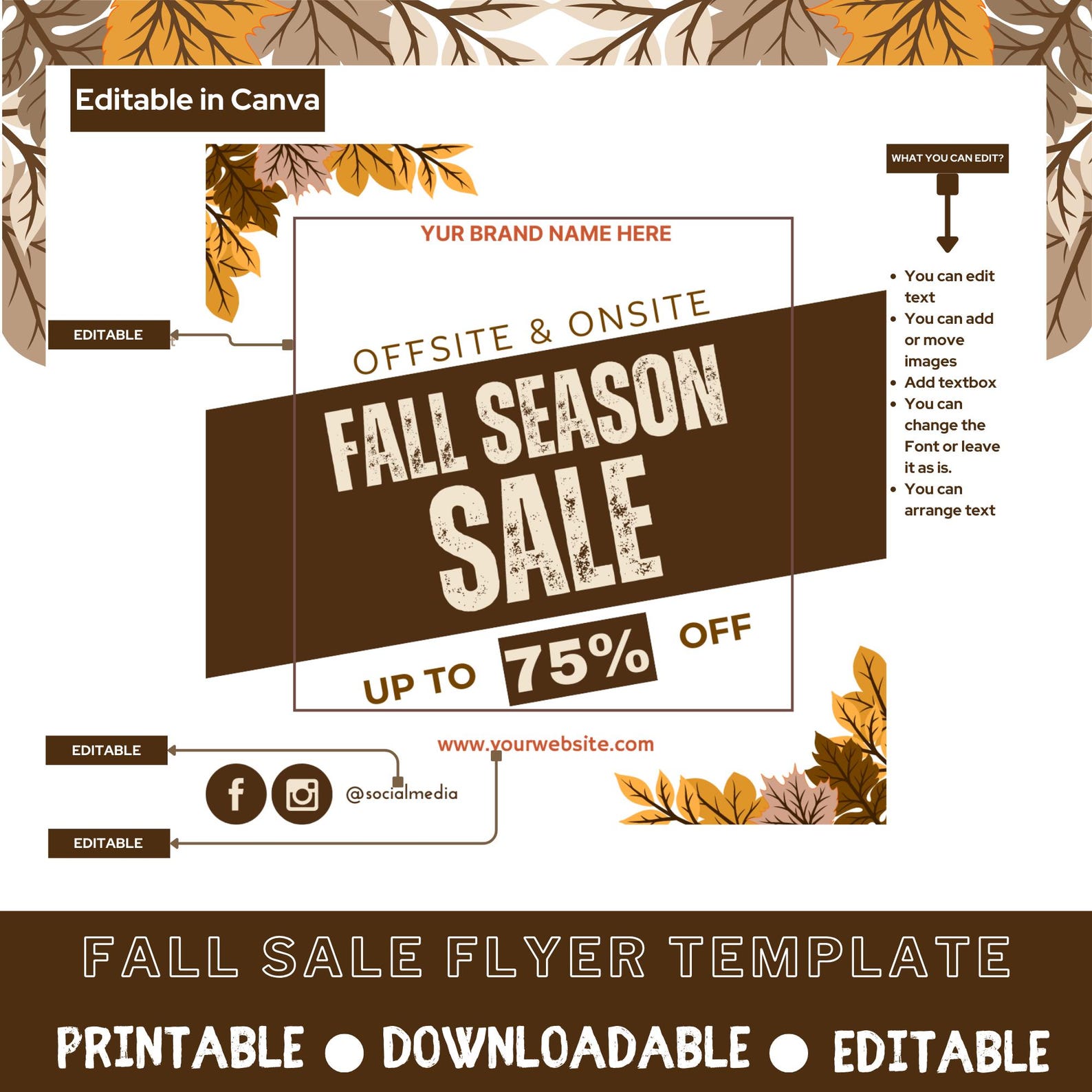 Editable Fall Season Flyer Template, Fall Sale Flyer, Hello Fall Flyer ...