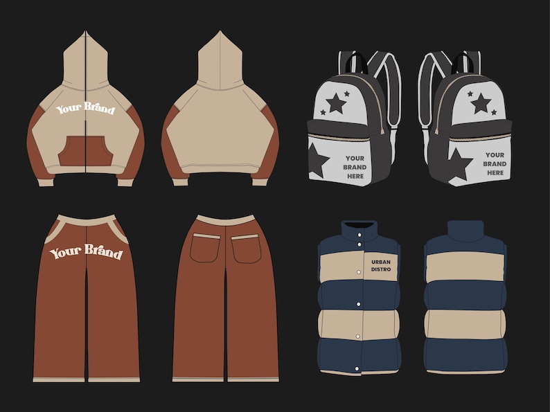 5500+ Streetwear Clothing Mockups and Tech Pack Vector Templates Pack ...