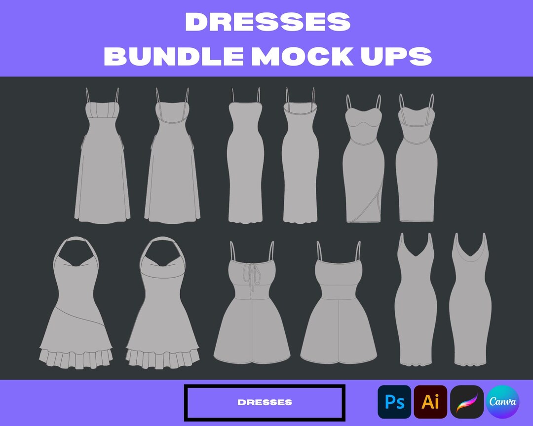 Dresses Mock Ups Bundle Clothing Brand Dresses Mock-up Packs Mini Dress ...