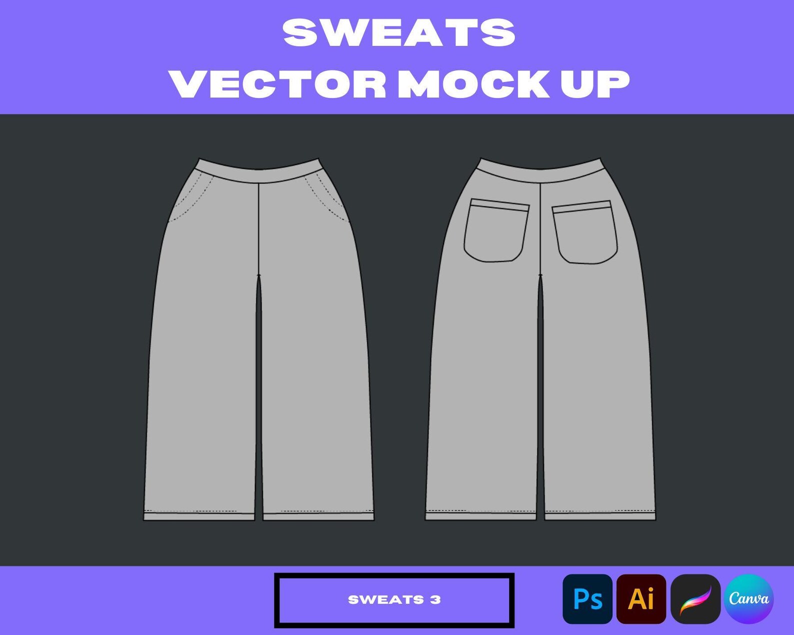 Sweat Bottoms Vector Mock-up: Editable Apparel Template (PNG, SVG) - Etsy