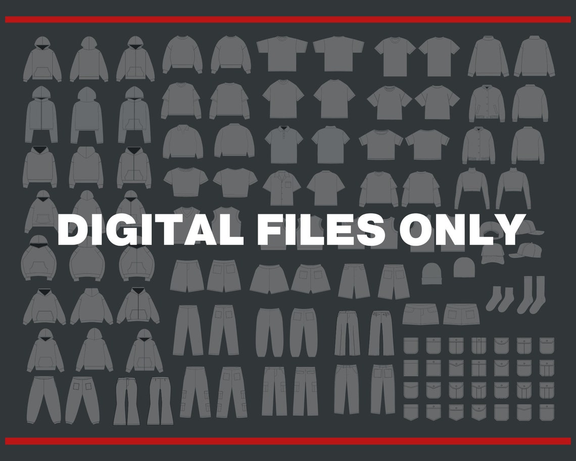 Full Store Streetwear Vector Mock up Pack, Including Custom Pockets ...