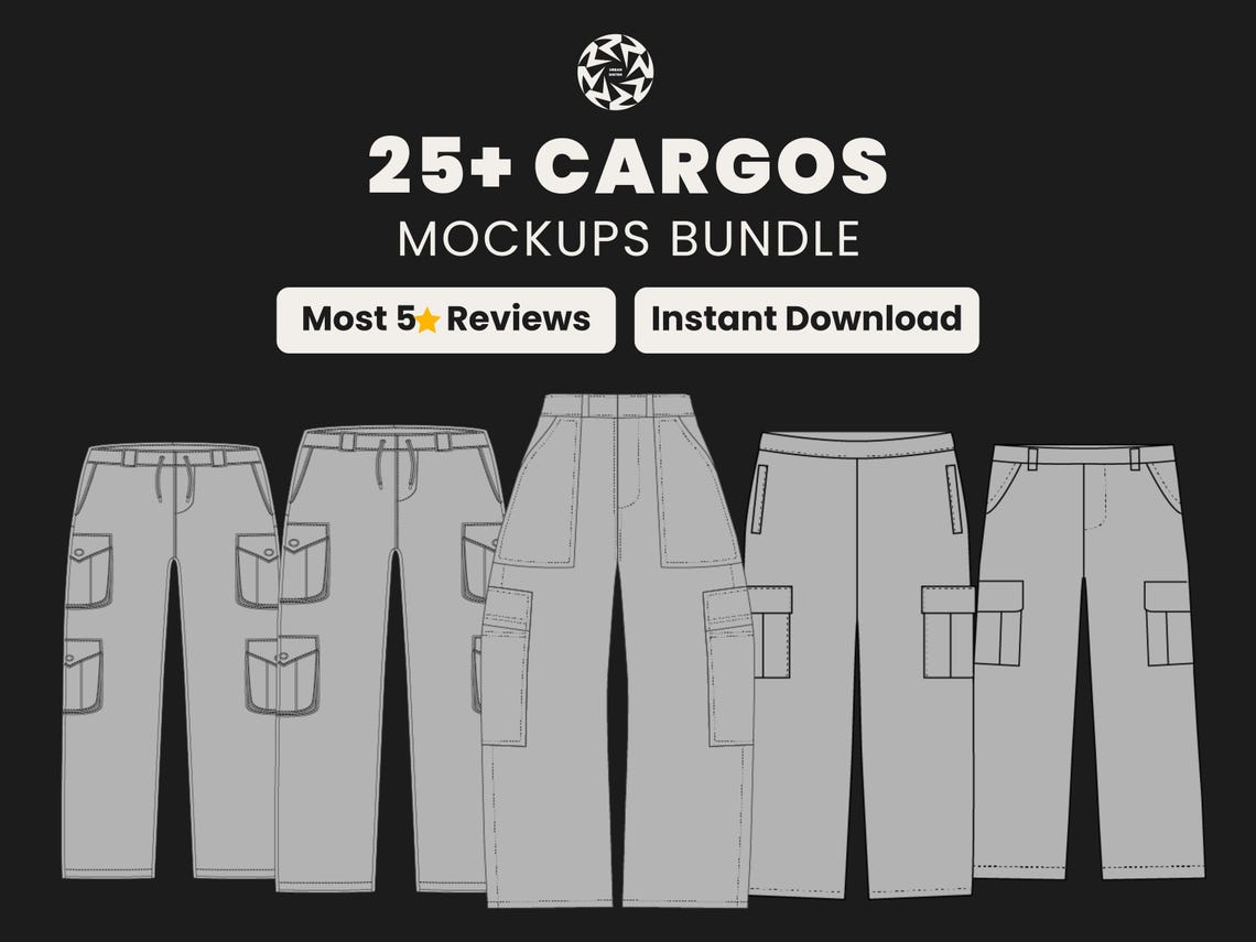 25 Cargo Pants Mockup Pack | Streetwear Vector Templates for Clothing ...