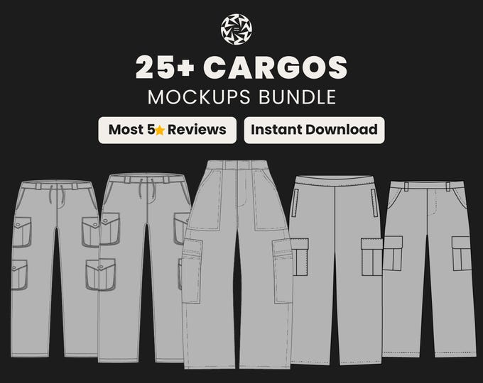 25 Cargo Pants Mockup Pack | Streetwear Vector Templates for Clothing ...