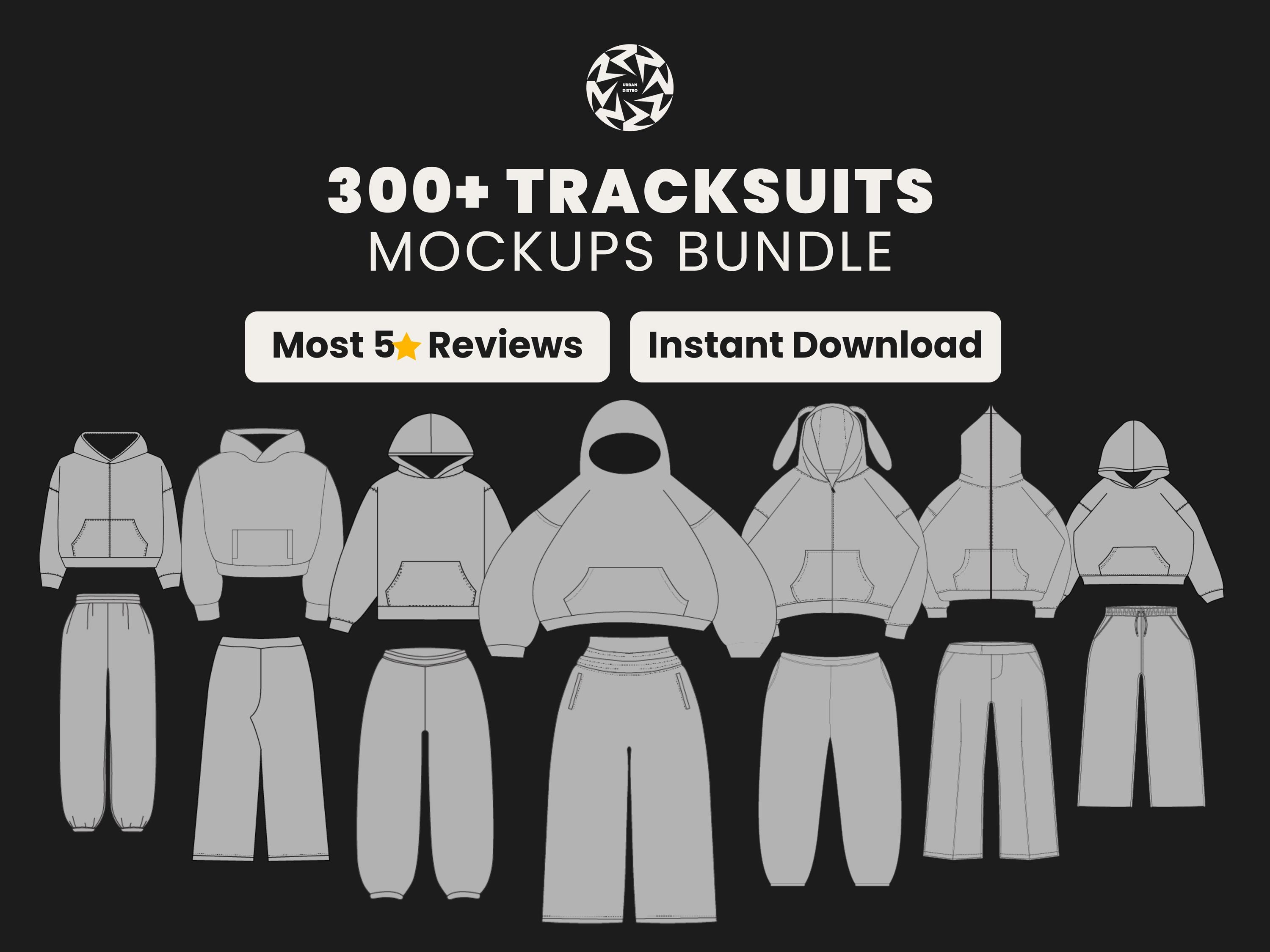 300 Tracksuit Mockup Bundle | Vector SVG and PNG Vector Templates for ...