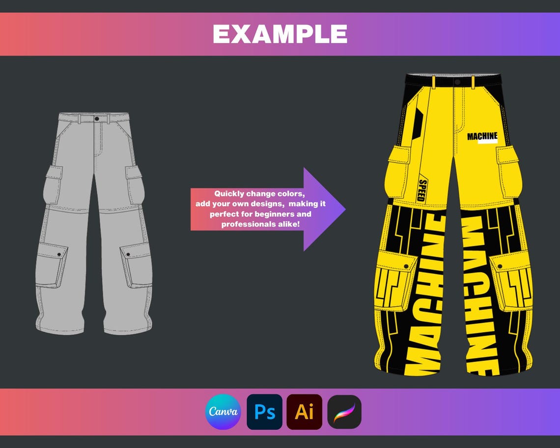 25 Cargo Pants Mockup Pack | Streetwear Vector Templates for Clothing ...