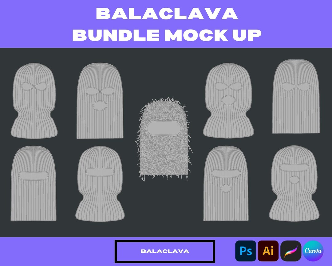 Balaclava Mock Ups Bundle - Clothing Brand Balaclava Mock up Pack ...