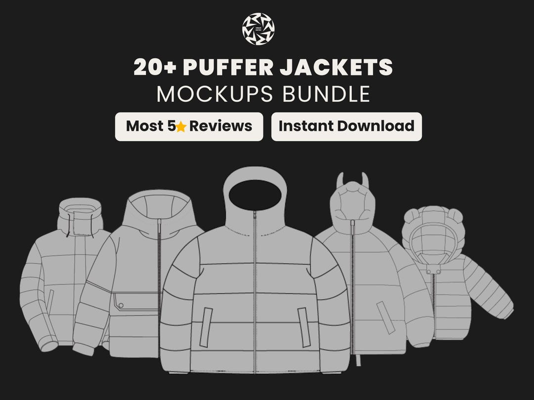 20+ Puffer Jackets Mockup Bundle | Streetwear Vector Templates for ...