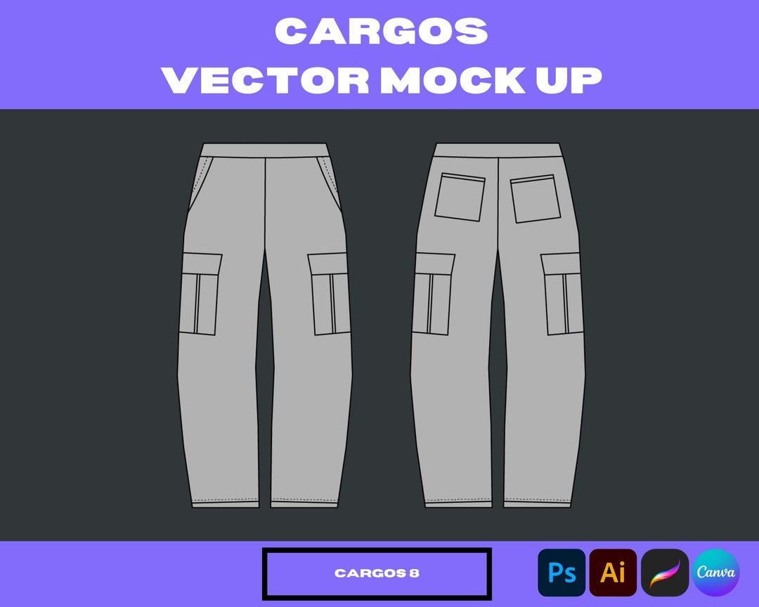 Cargo Pants Vector Mockup: Editable Streetwear Template - Etsy
