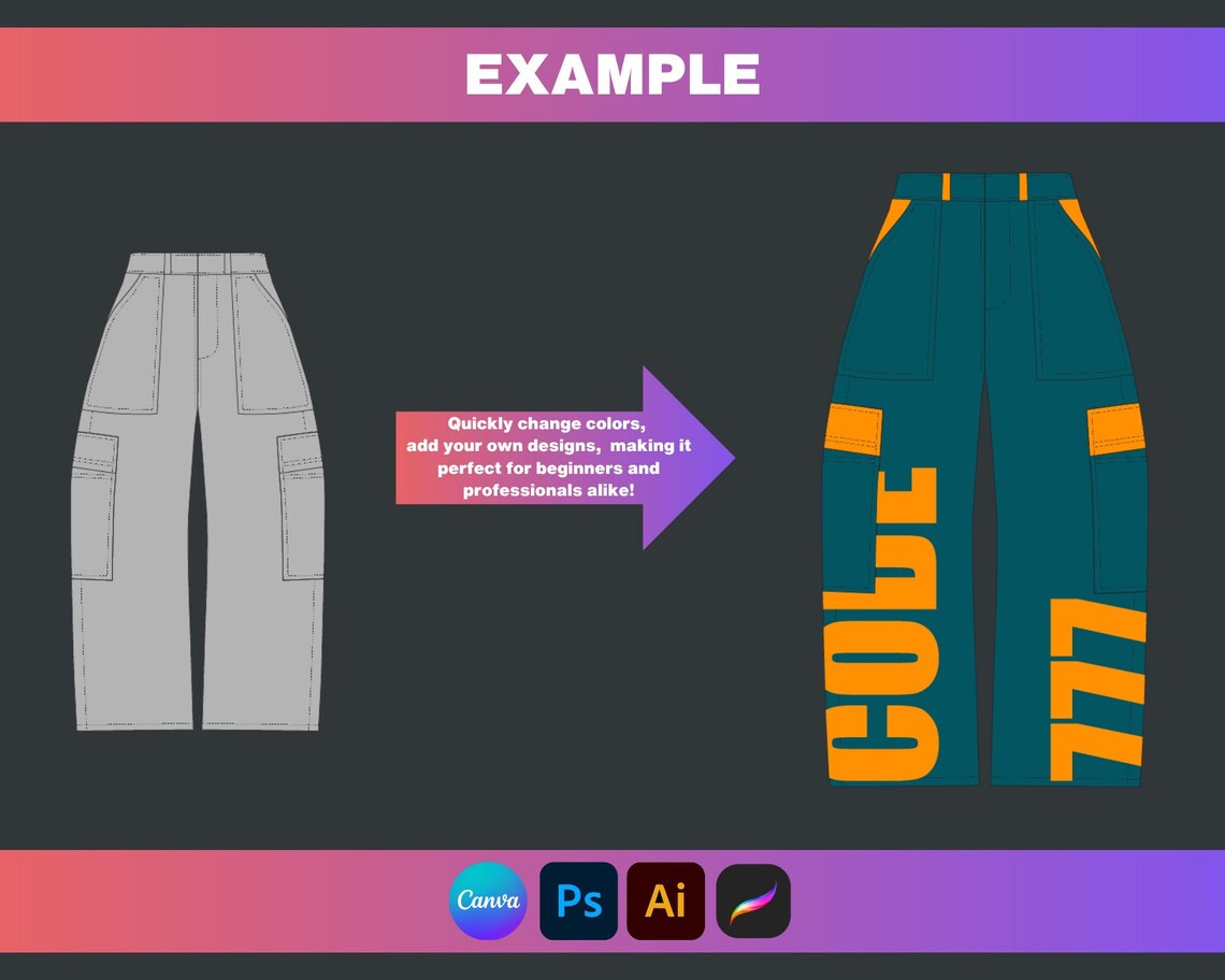 25 Cargo Pants Mockup Pack | Streetwear Vector Templates for Clothing ...