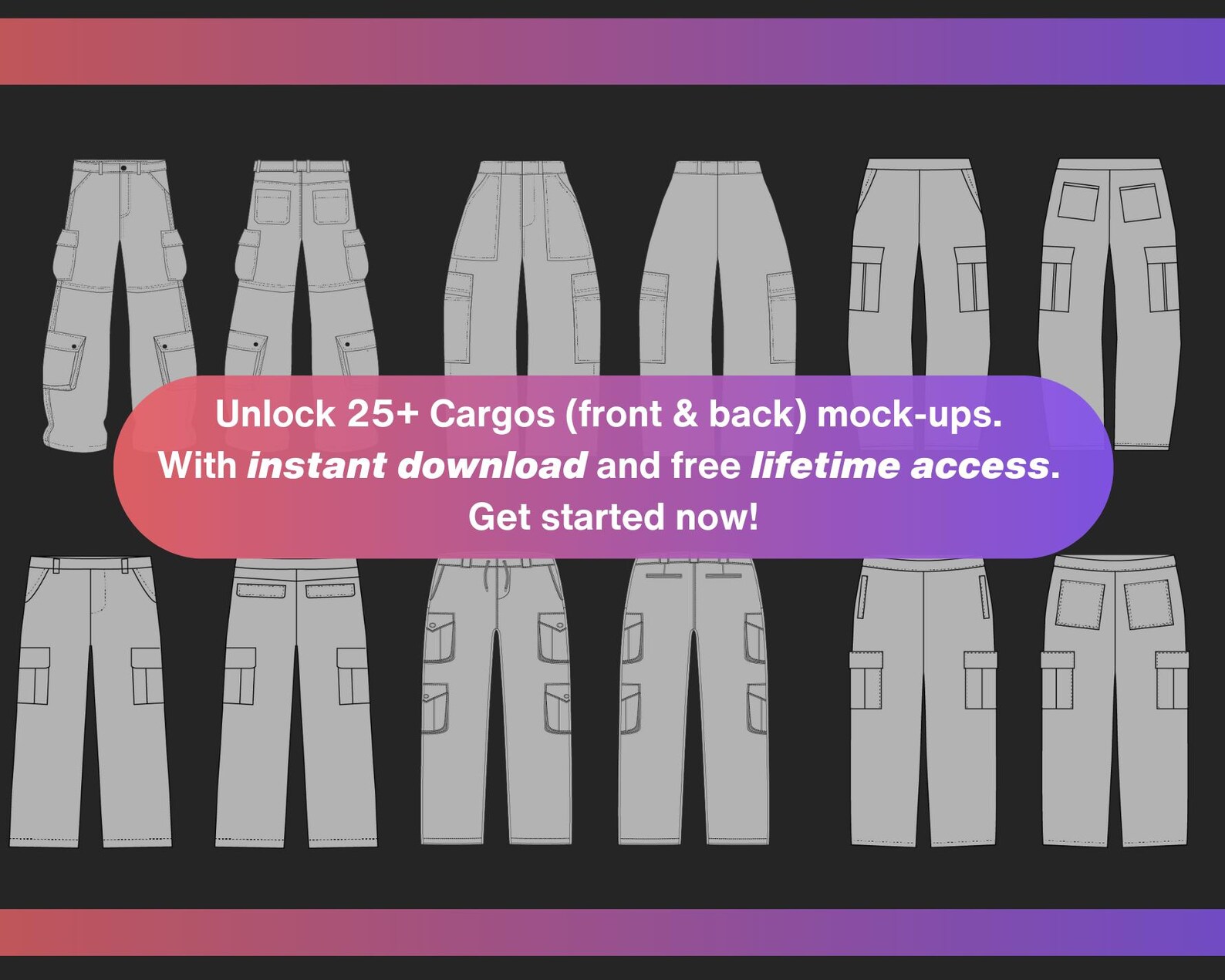 25 Cargo Pants Mockup Pack | Streetwear Vector Templates for Clothing ...