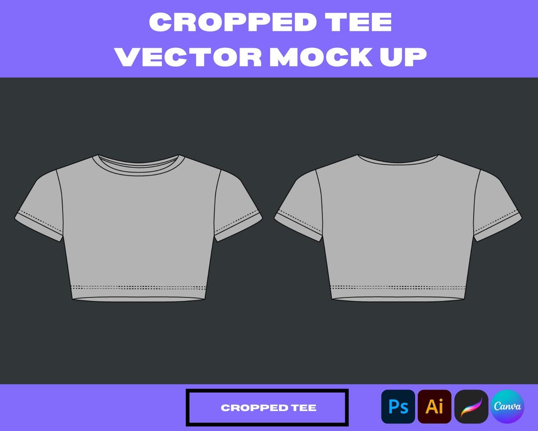 Women's Cropped T-shirt Vector Mock-up | Summer Apparel Template for ...