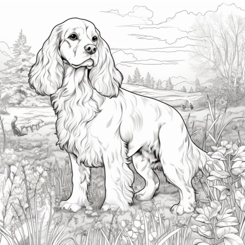 Cocker Spaniel Coloring Sheets - Etsy