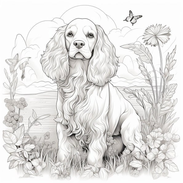 Cocker Spaniel Coloring Sheets - Etsy