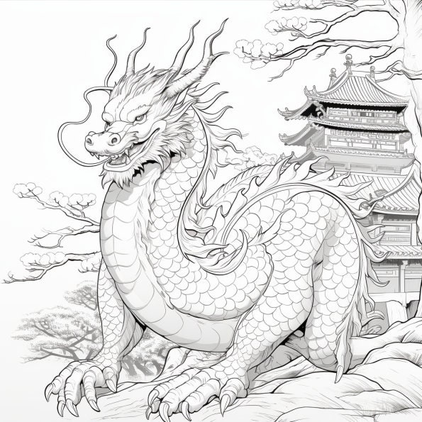 Eastern Dragons V.1 Coloring Sheets - Etsy