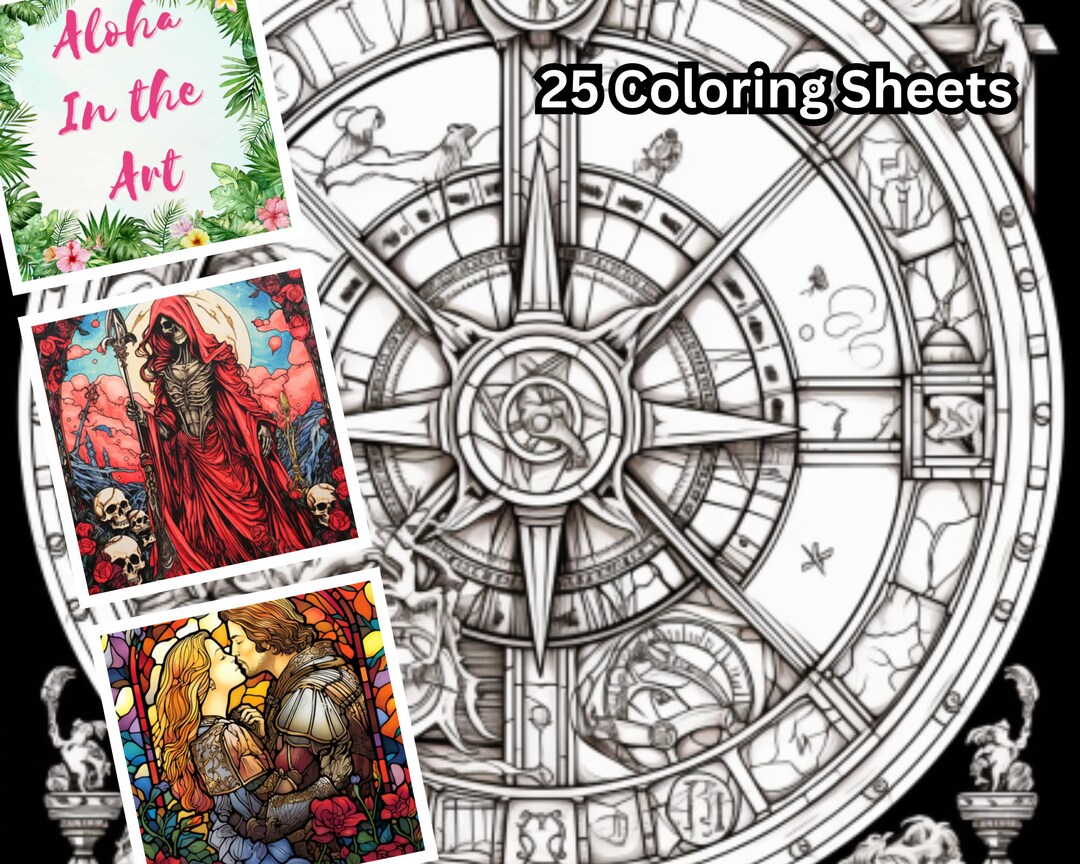Tarot Cards 25 Coloring Sheets - Etsy