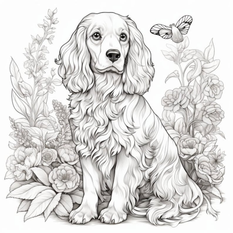 Cocker Spaniel Coloring Sheets - Etsy