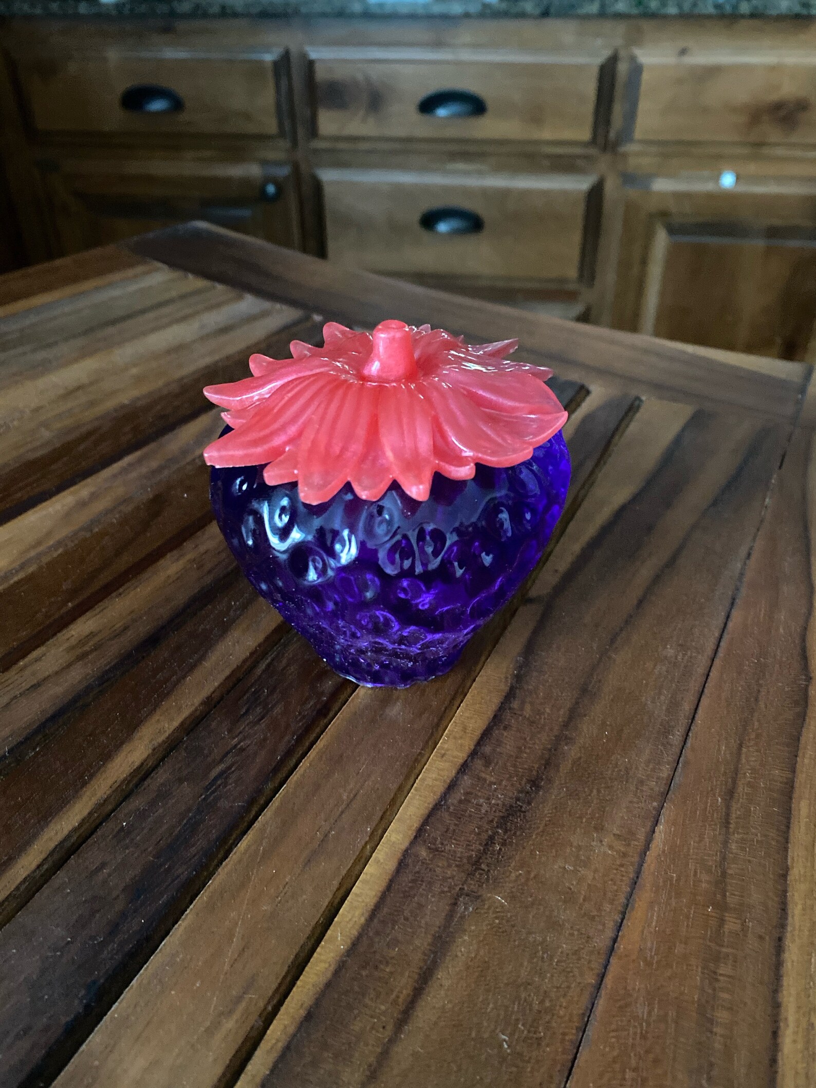 Resin Strawberry Jar With Lid | Purple Pink | Decorative Storage Dish ...
