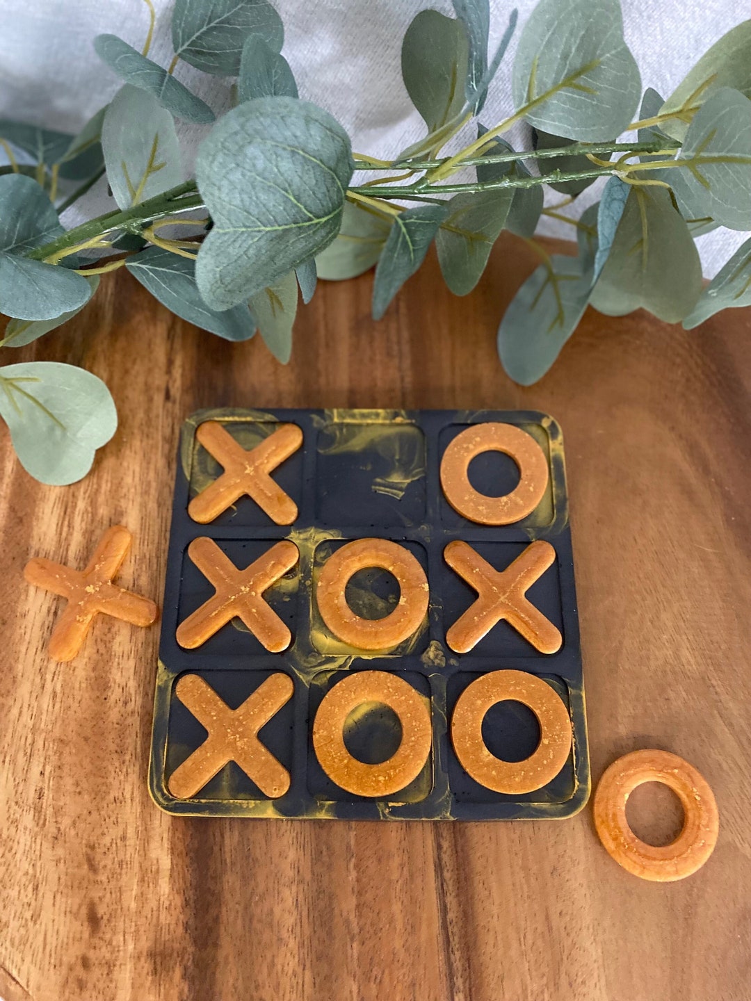 Resin Tic Tac Toe Game Black Gold Orange Family Game Night Tabletop ...