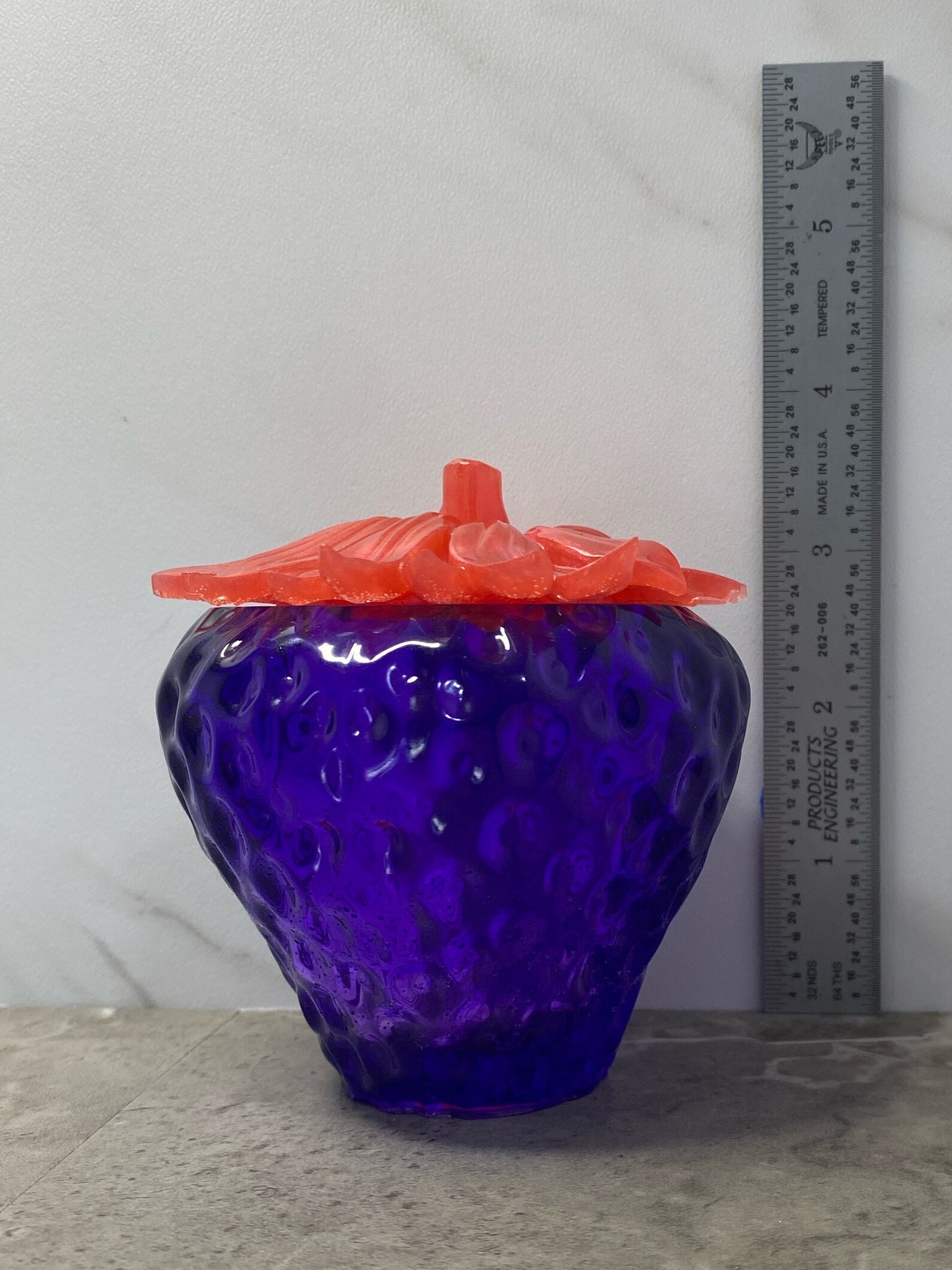 Resin Strawberry Jar With Lid | Purple Pink | Decorative Storage Dish ...