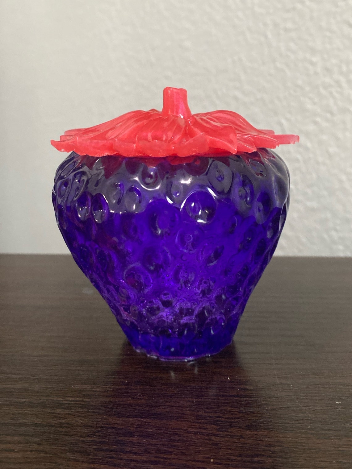 Resin Strawberry Jar With Lid | Purple Pink | Decorative Storage Dish ...