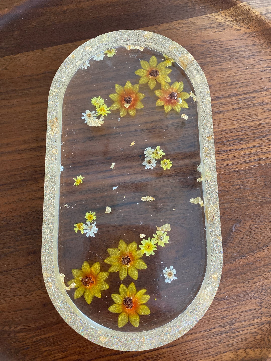 Cute Stylish Fun Trinket Dish Gold Glitter Trendy Resin Trinket Blingy ...