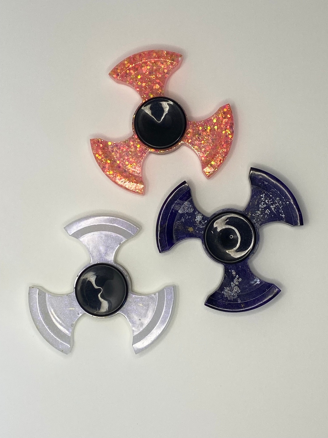 Fidget Spinner Resin 3 Prong White Pink Purple Anxiety Stress Reliever ...