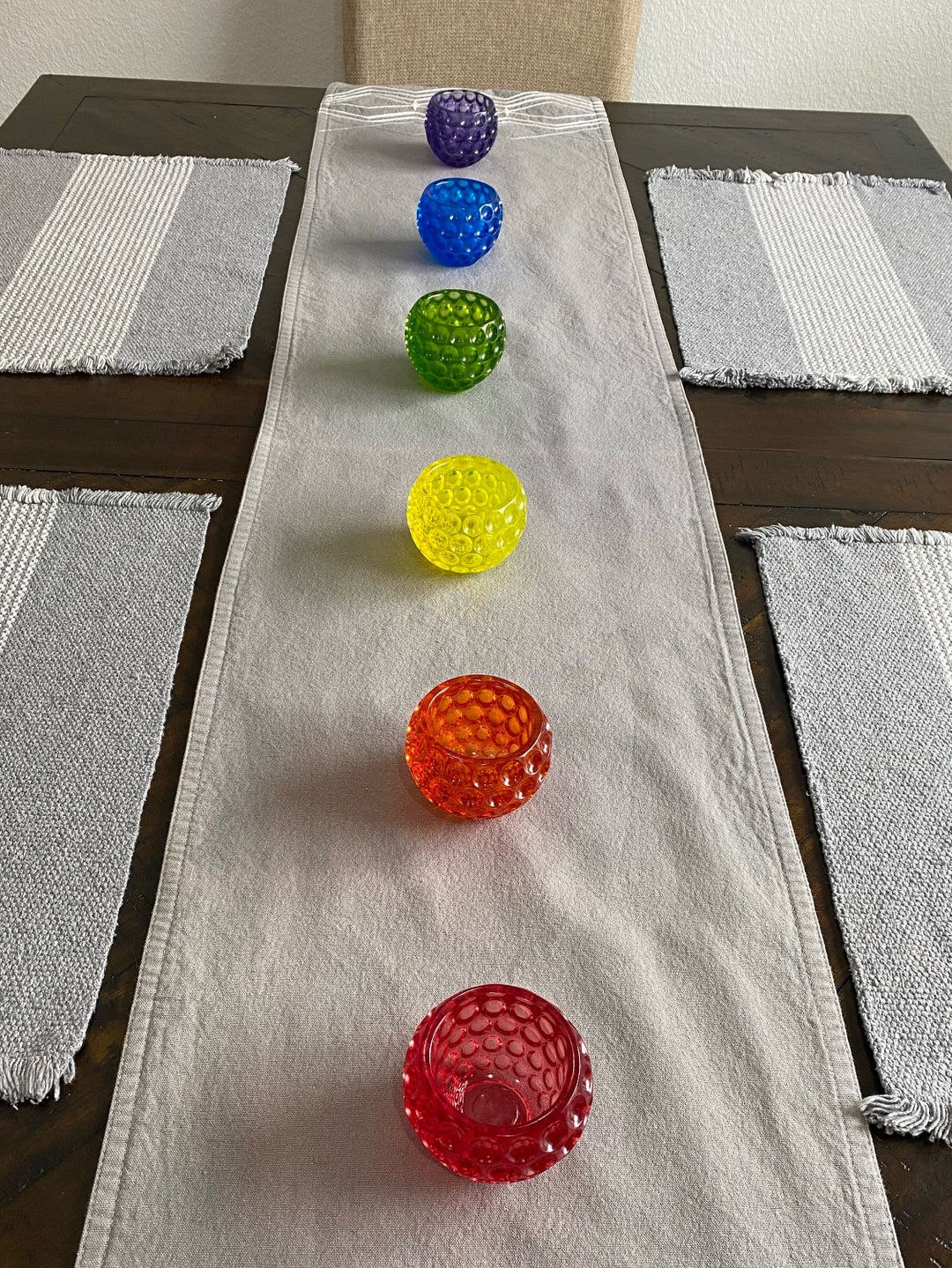 Round Resin Candle Holder Set Circle Pattern | Rainbow Colors | Votive ...